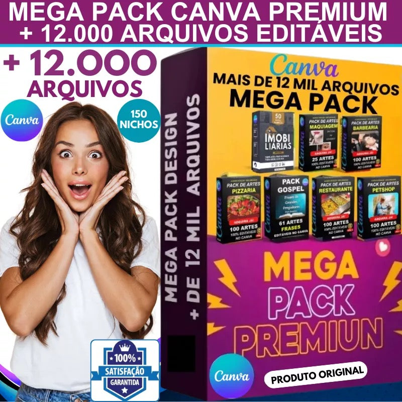 Mega Pack Canva Premium + 12 Mil Arquivos Prontos.